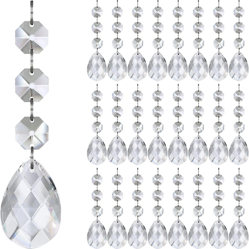 Jishi Crystal Teardrop Ornaments - 30-Pack Clear Plastic Hanging ...